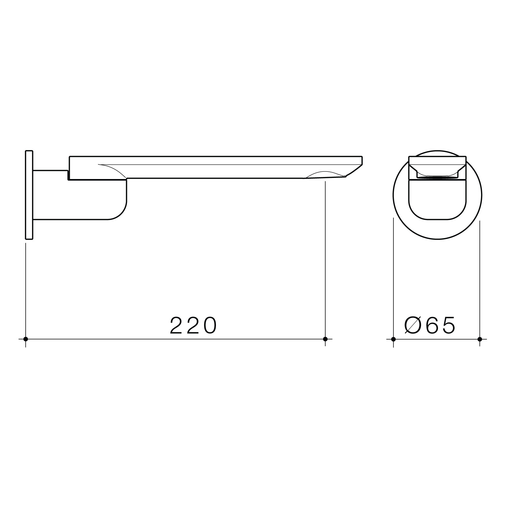 Urbane II 220mm Bath Swivel Outlet - Round Cover Plate-Matte Black
